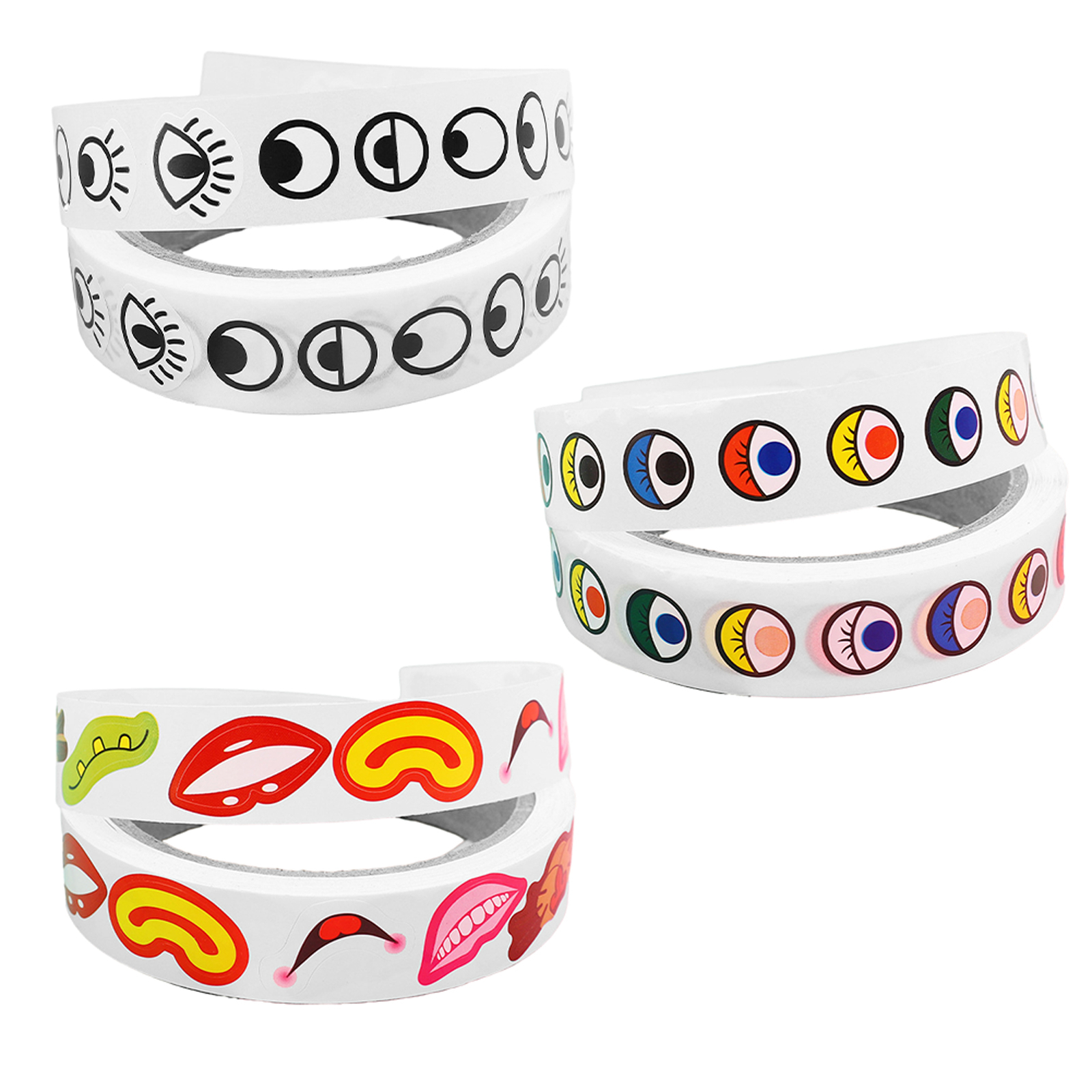 3rolls/3000pcs Stationery Water Bottle Eye Mouth Theme For Kids Craft ...