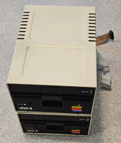 Vintage Pair of Apple Disk II 5.25” Floppy drives A2M0003 Drive 1 & 2 ...