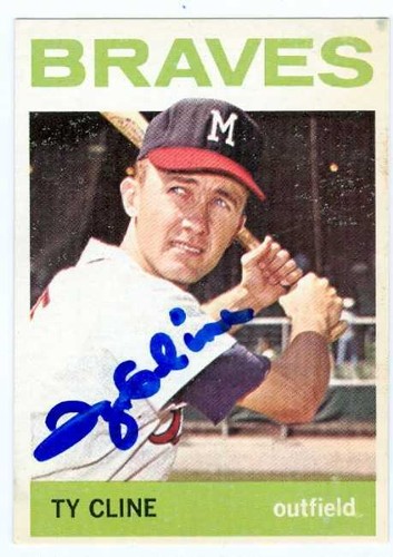 Ty Cline autographed baseball card (Milwuakee Braves) 1964 Topps #171 ...