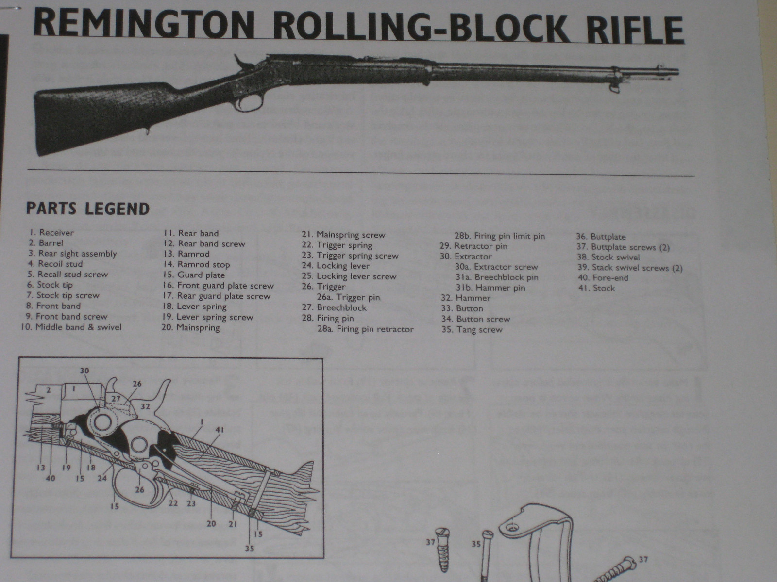 REMINGTON ROLLING BLOCK RIFLE EXPLODED VIEW | eBay