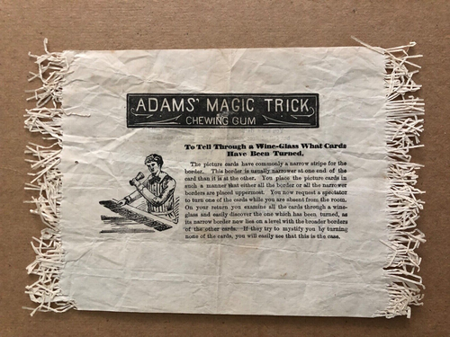 Vintage ADAMS MAGIC TRICK Chewing Gum Wrapper WINE GLASS PLAYING CARDS ...