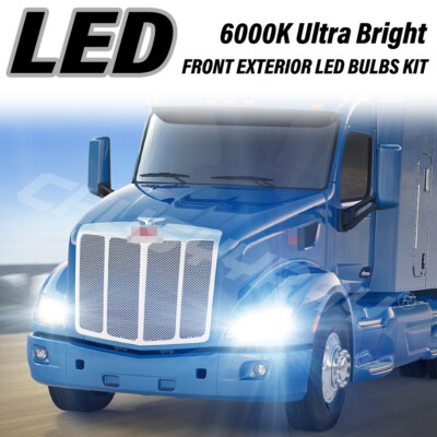 For Peterbilt 579 587 Trucks Light White 9005 H11 Hi/Lo LED Headlight ...
