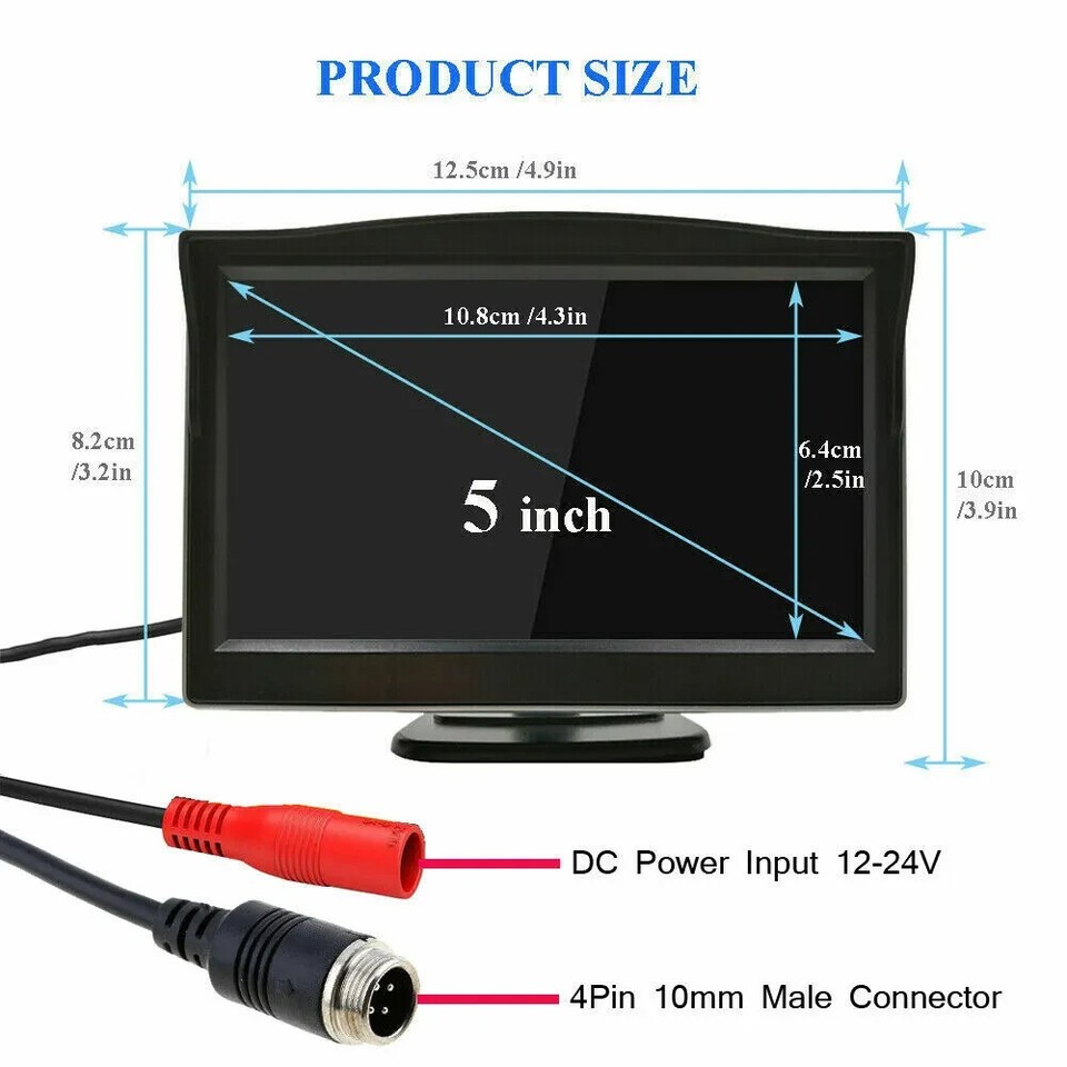 4Pin 5" Backup Camera and Monitor Kit for Truck Caravan RVs Rear View ...