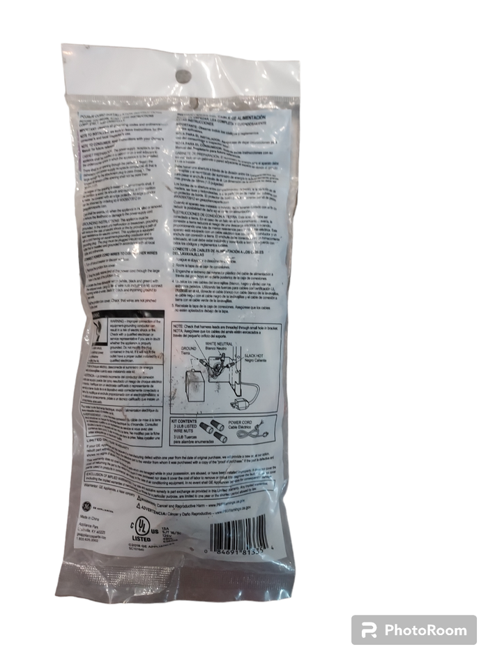 GE Appliances DISHWASHER POWER CORD / 3-WIRE 7.9' WX09X70911 NEW SEALED ...