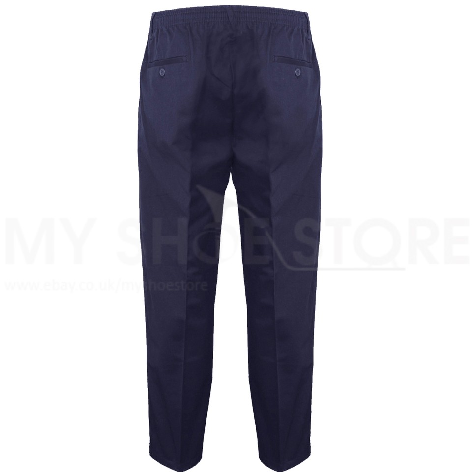 MENS RUGBY TROUSERS FULL ELASTICATED WAIST CASUAL SMART POCKET PANTS ...