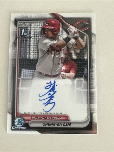 2024 Bowman Chrome Sheng-en Lin 1st Auto Base #CPA-LSH Cincinnati Reds ...