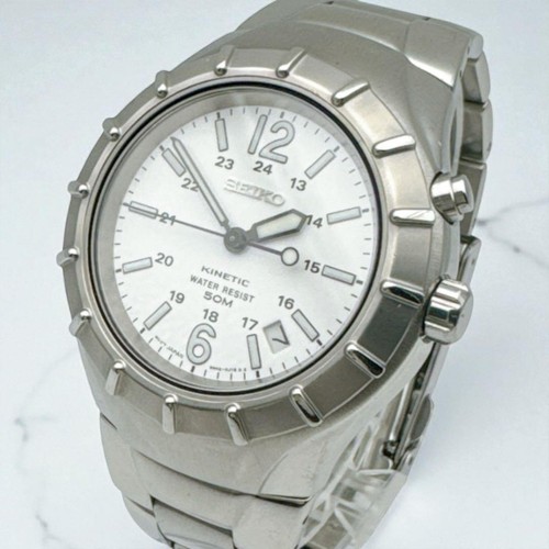 SEIKO Kinetic Auto Quartz Date Watch Silver | eBay