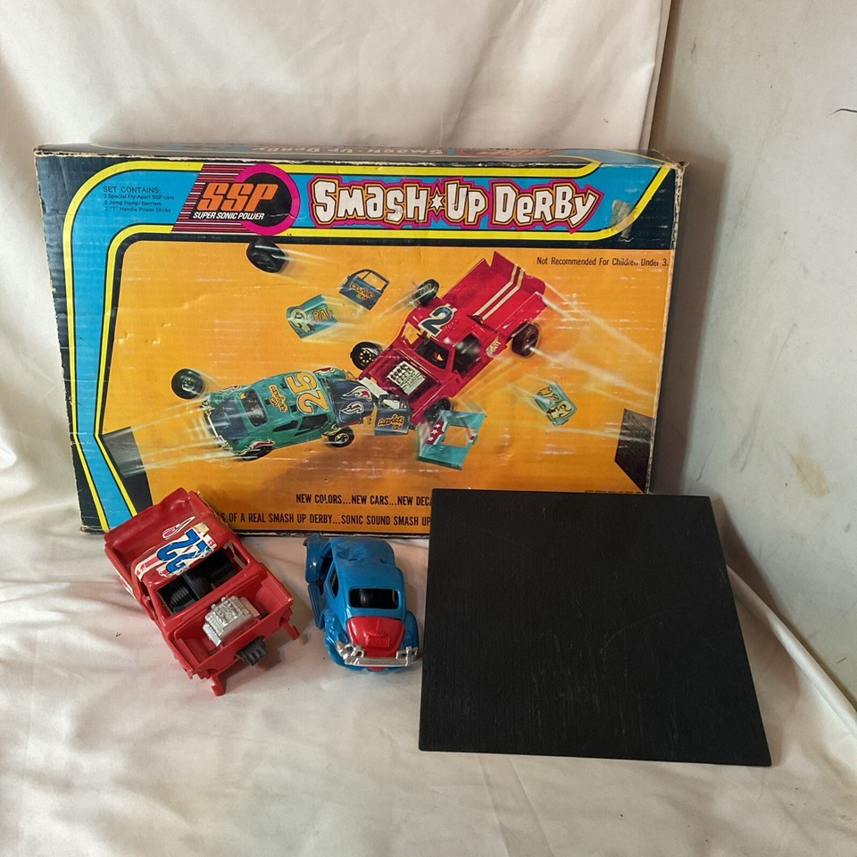 1970 Kenner SSP Super Sonic Power Smash Up Derby Crash 2 Cars Ramp Set ...