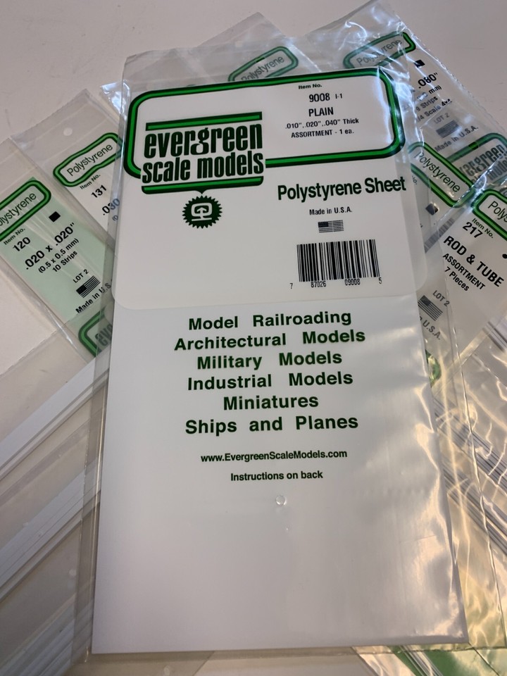 Evergreen Styrene Square Rod Round Tube & Plastic Sheet Assortment Set ...