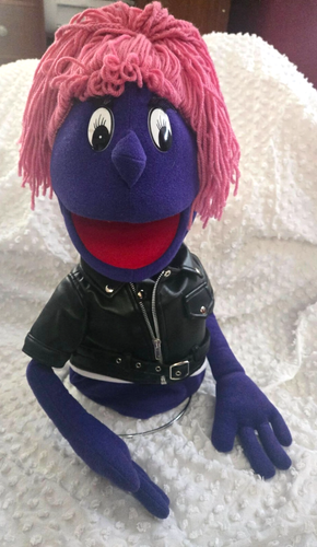 Vintage hand puppet muppet purple pink hair One way street co | eBay