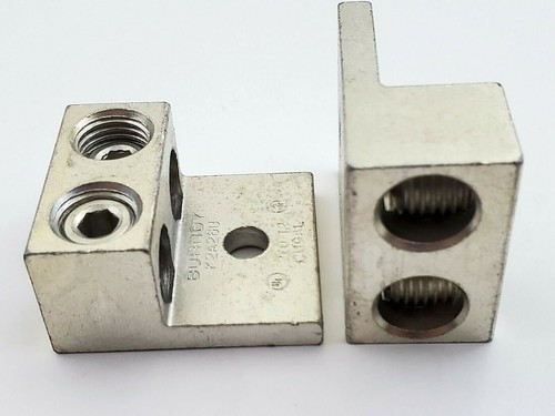 Lot of 2 Burndy K2A26U Double Barrel Mech Lug 2/0-14 AWG 1/4" Hole Dual ...