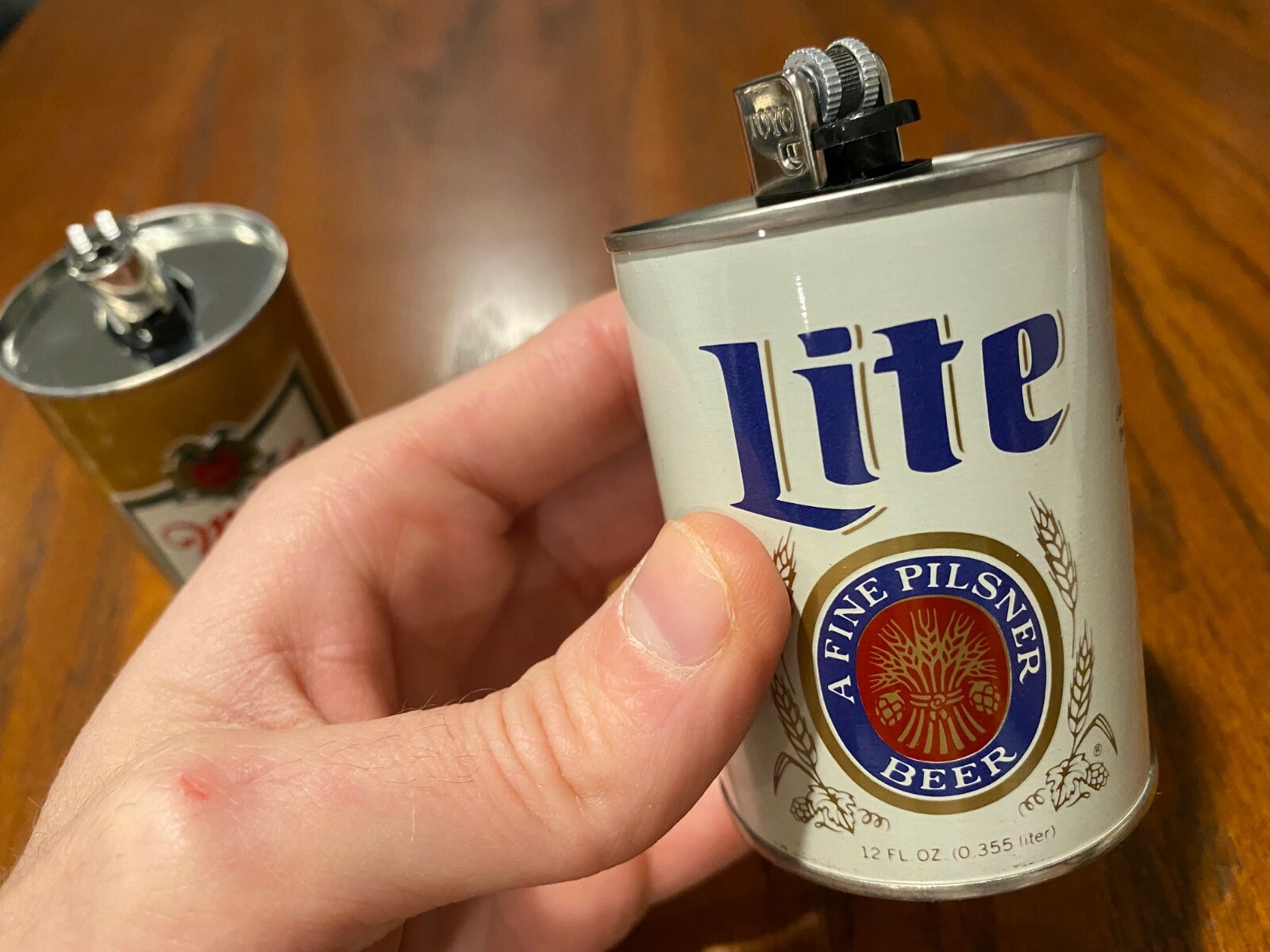 2 Vintage Miller Lite & High Life Beer Tabletop Miniature Metal Can ...