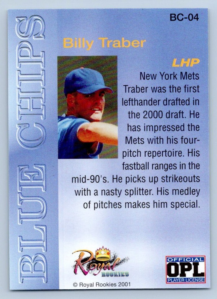 Billy Traber 2001 Royal Rookies Blue Chips Limited Edition Auto 94/100 ...