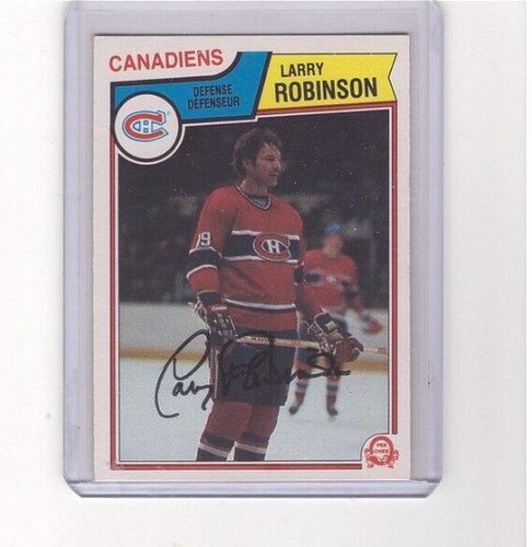 LARRY ROBINSON SIGNED 1983-84 O-PEE-CHEE OPC HOCKEY CARD #195 AUTOGRAPH ...