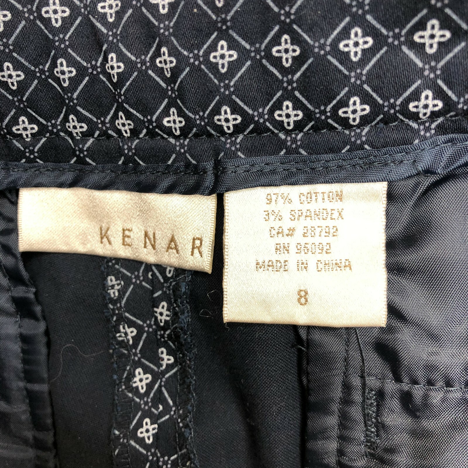 Kenar Women's Pants Navy Blue Pants size 8 Stretch Cropped Trousers BZ ...