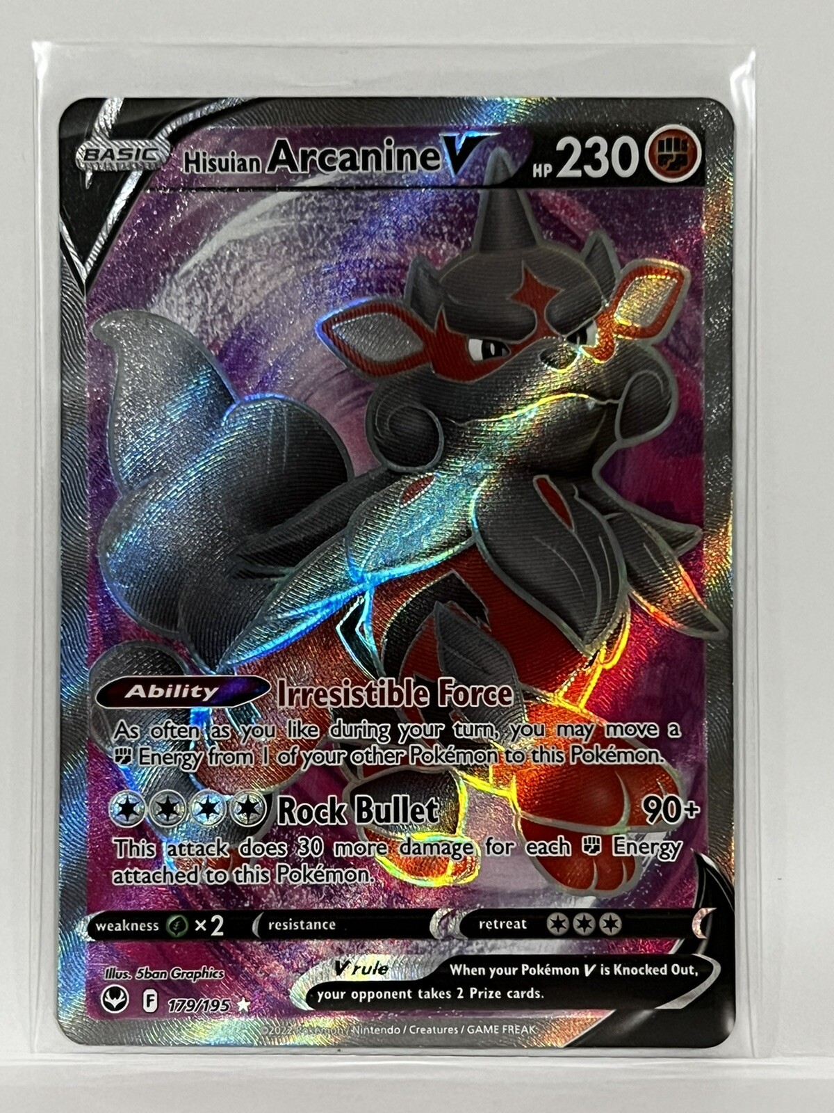 Hisuian Arcanine V (Full Art) - 179/195 Ultra Rare Silver Tempest NM ...