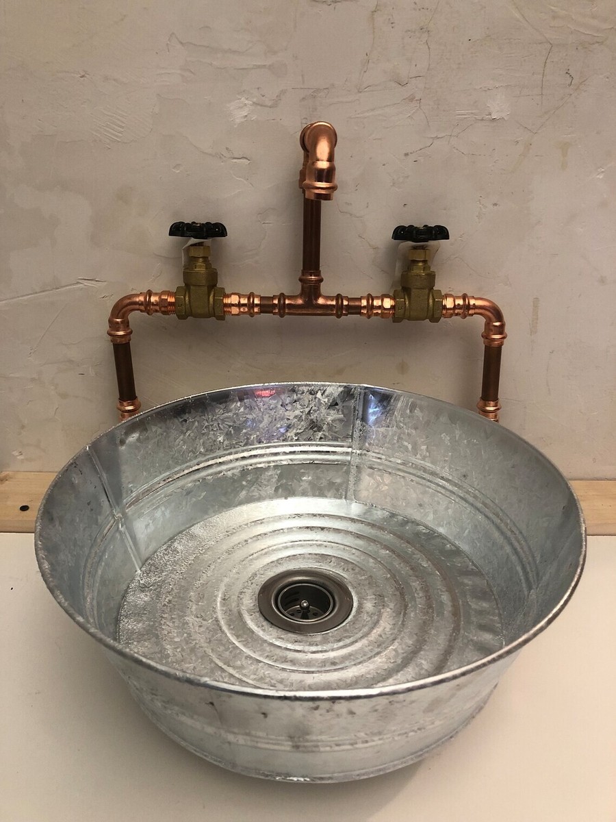Vintage Galvanized Bathroom Sinks Shallow Antique Carved Slate Sink