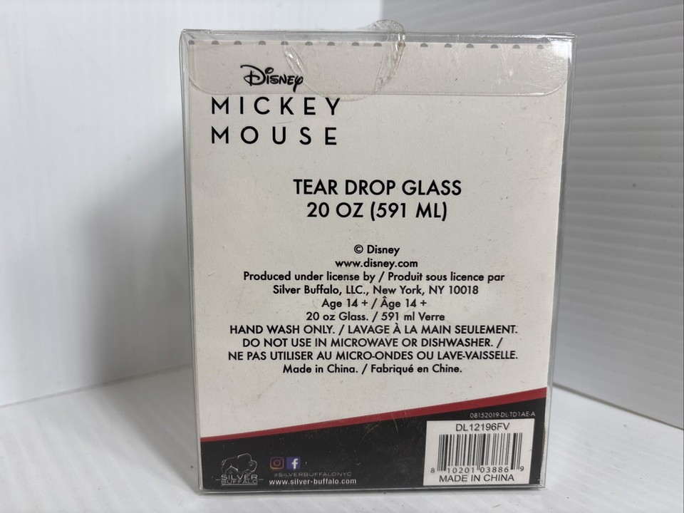 NEW Stemless Wine 20 oz Tear Drop Glass Disney Mickey Minnie Mouse ...