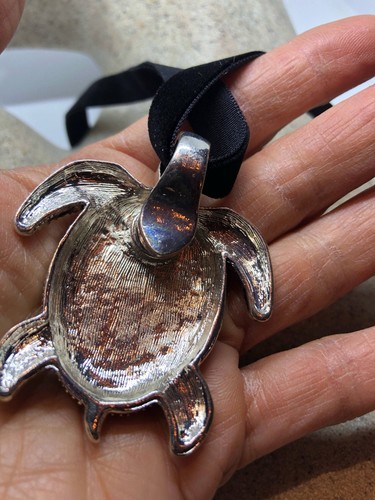 Blue Handmade Gothic Styled Silver Finished Genuine Abalone Sea Turtle ...