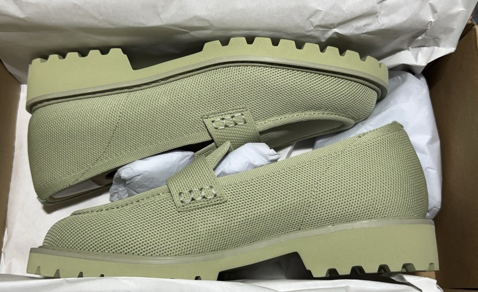 Vivaia Women's Francesca MATCHA Almond-Toe Platform Chunky Heel Loafers ...