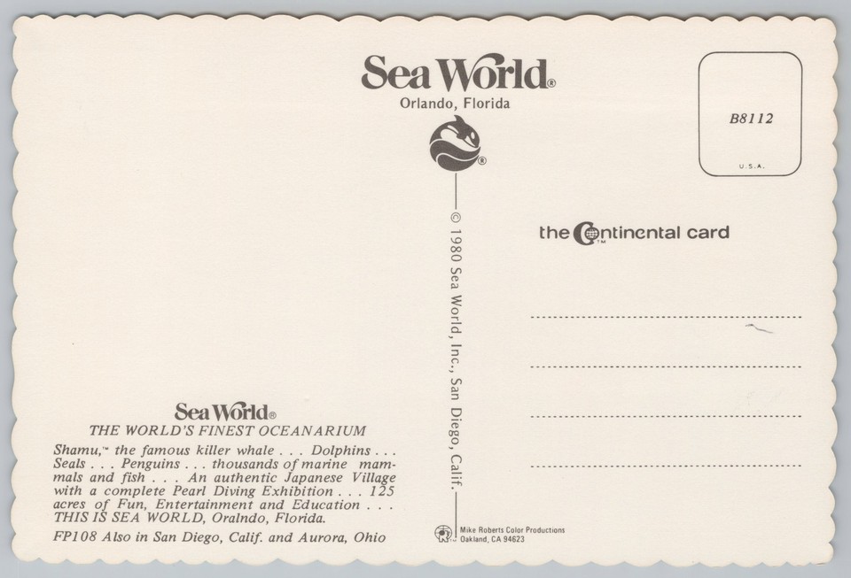 Theme Park~Orlando FL~Sea World & State Map~Shamu & Dolphins ...