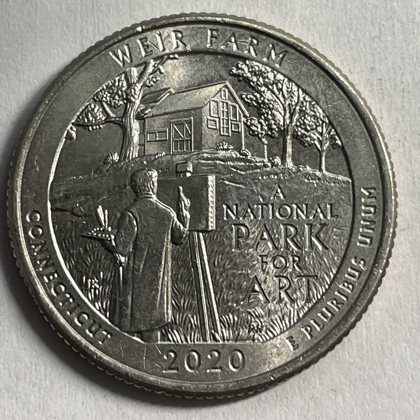 2020 P Connecticut Weir Farm ATB Quarter Reverse Double Die Chip Error ...