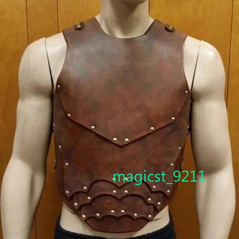 Medieval PU Rivet Leather Armor Vest Cosplay European Knight Costume ...