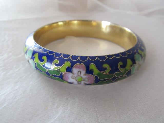 Vintage Cloisonne Chinese Enamel Hand Painted Etched Bangle Bracelet | eBay