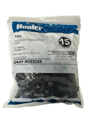 Package of 25 Hunter Pro Adjustable 15A 0-360 15' Radius Sprinkler ...
