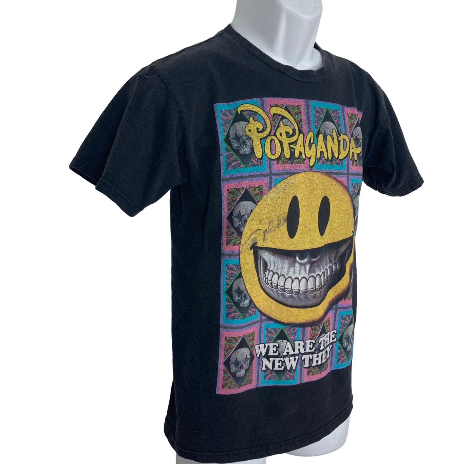 Vintage Popaganda RON ENGLISH Smiley Skull T Shirt Sm… - Gem