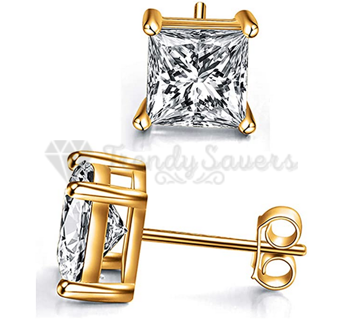 6MM Sparkling Diamond Hypoallergenic Cartilage Square Ear Piercing Stud ...