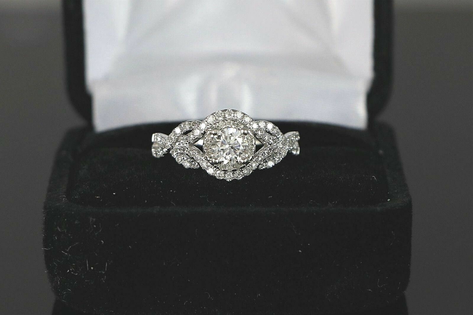 $3,950 ZEI 14K White Gold 1.05ct Round Diamond Engagement Crossover ...