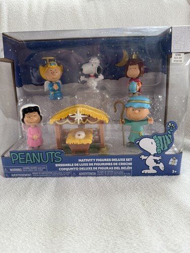 Peanuts Nativity Figures Deluxe Set Christmas NEW Snoopy Charlie Brown ...