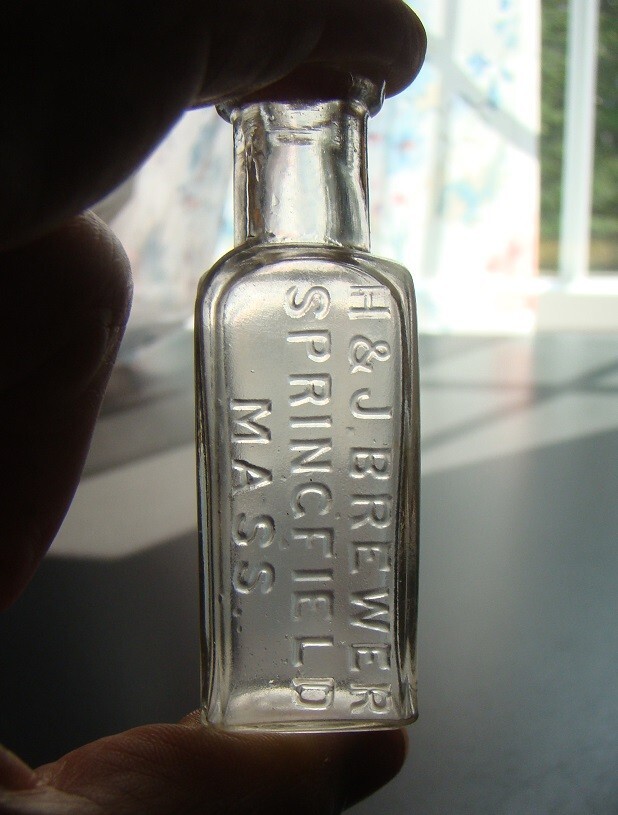 Antique 2-5/8" H & J. BREWER- SPRINGFIELD, MASS. 1890's Pharmacy Bottle ...