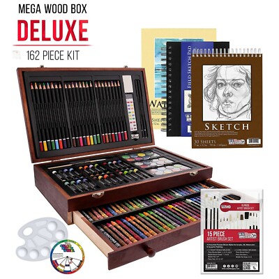Deluxe Art Set Art Supplies Painting Drawing 162 Pcs Kit Wood Box ...
