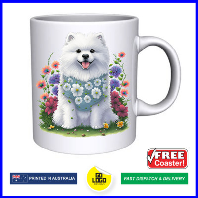 Funny Coffee Mug SAMOYED Floral Dog Puppy Lover Mum Tea Cup Present ...