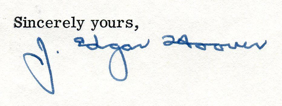 Original Signature Letter J. Edgar Hoover FBI Director August 21, 19 | eBay