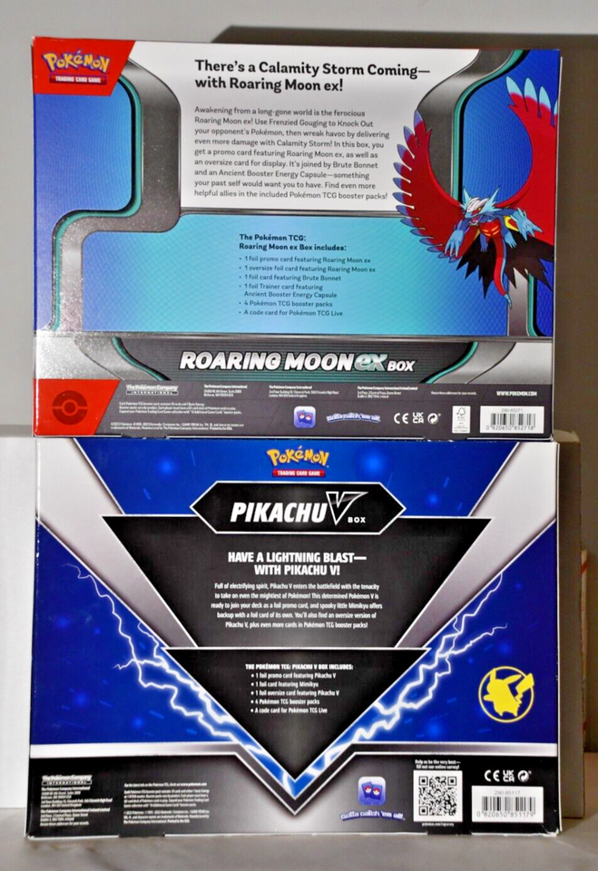 2 Box Lot = Pokémon TCG: Pokemon Roaring Moon EX + PIKACHU V Box - New ...