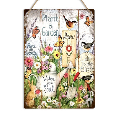 Plant a Garden Metal Tin Sign Gardening Wall Plaque Shed Allotment ...