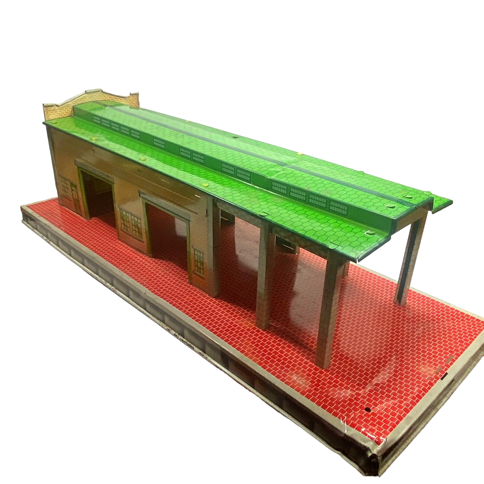 MARX Freight Train Station Terminal Depot Tin Litho Metal Toy Building ...