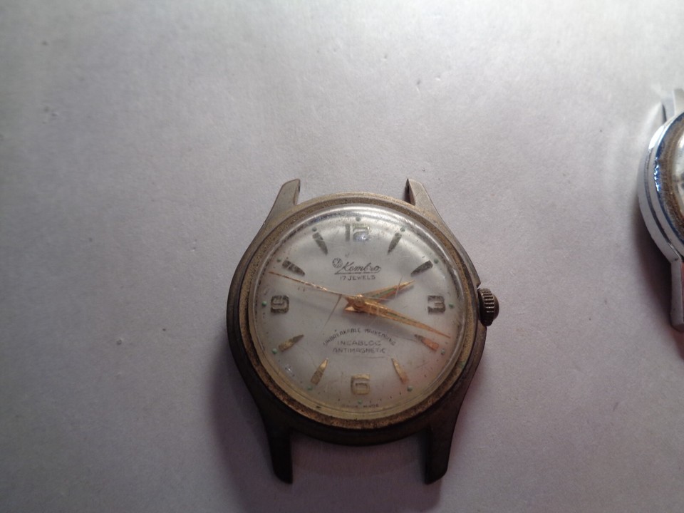 CARAVELLE AND KEMBRO 17 JEWEL VINTAGE WATCH LOT. ONE WORKING.ONE NON ...