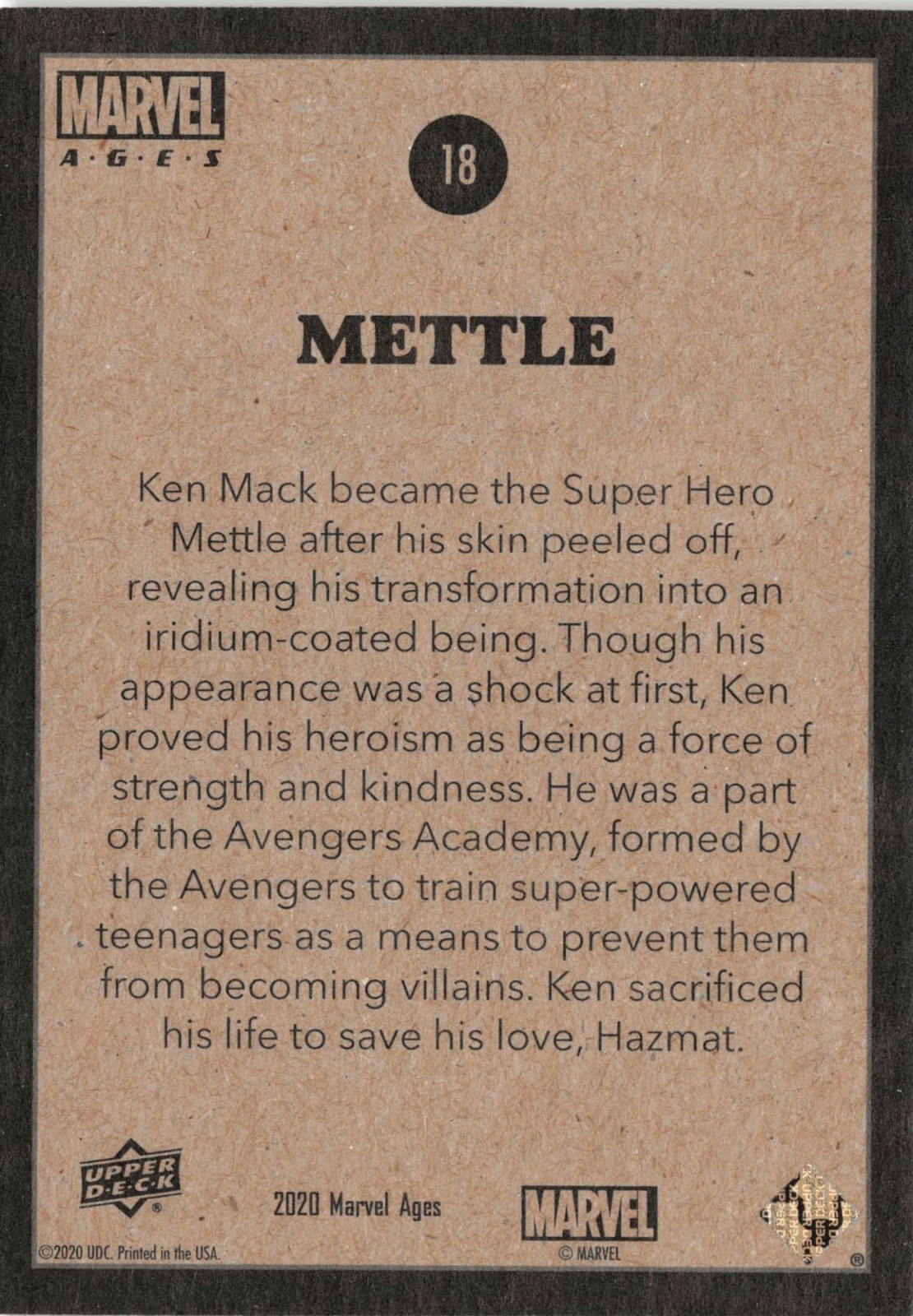 METTLE / Marvel Ages 2021 (UD) LOW SERIES BASE Trading Card #18 | eBay