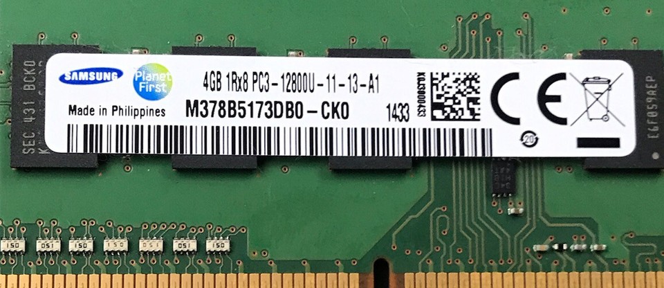 Samsung 8GB (2x4GB) 1Rx8 PC3-12800U (M378B5173DB0-CK0) DDR3 Desktop ram ...