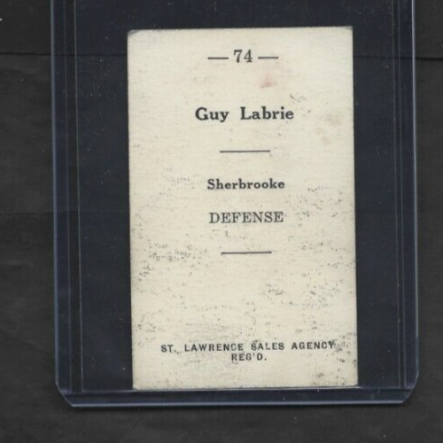 1952/53 St. Lawrence Sales #74 Guy LaBrie,Sherbrooke x Boston Bruins ...