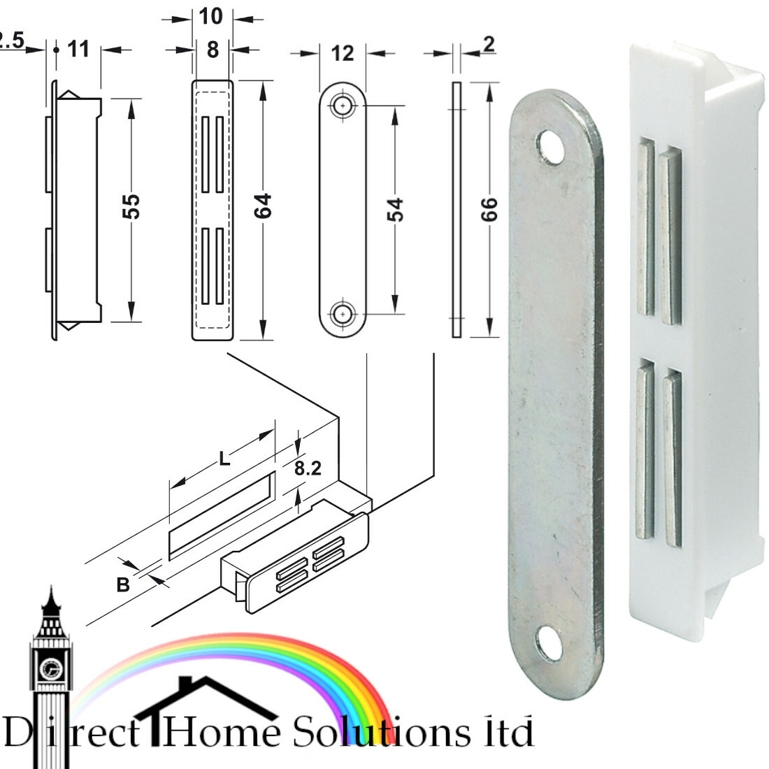 Hafele Magnetic Catch, Pull 8.0 kg, For Mounting Into Metal or Plastic ...