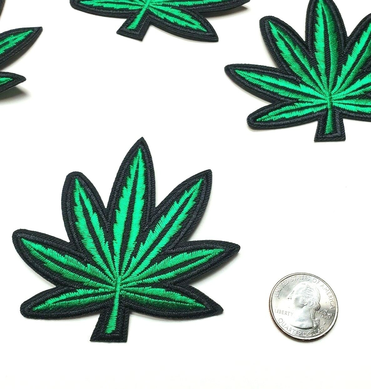 10 pcs Marijuana Pot Leaf Patch, Green, Stoner 420, Iron-On Embroidered ...