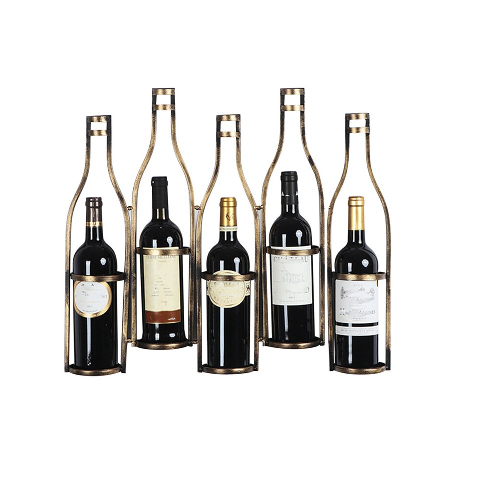 5-Bottle Wine Rack Metal Wall Mounted Wine Storage Holder Display Stand ...