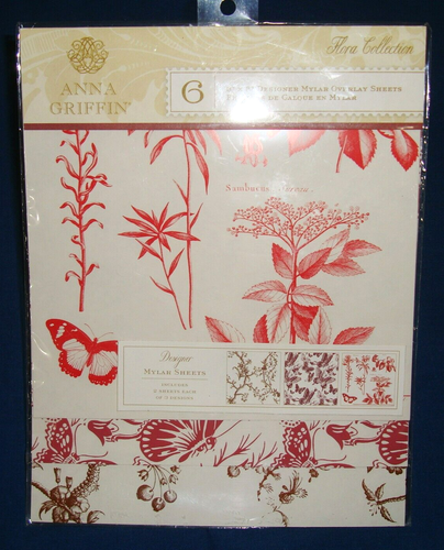 Anna Griffin FLORA Collection 8" x 8" Designer Mylar Overlay Sheets ...