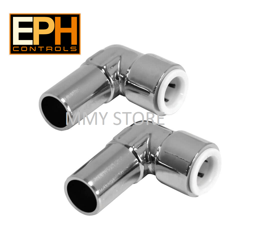 EPH 15mm x 10mm Pushfit Radiator Valve Chrome Reducing Stem Elbow ...