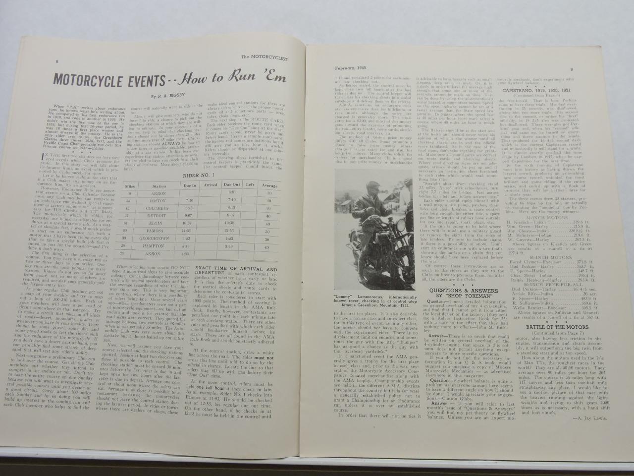 Motorcyclist February 1945 King of Enduros Jack Pine new challenger ...